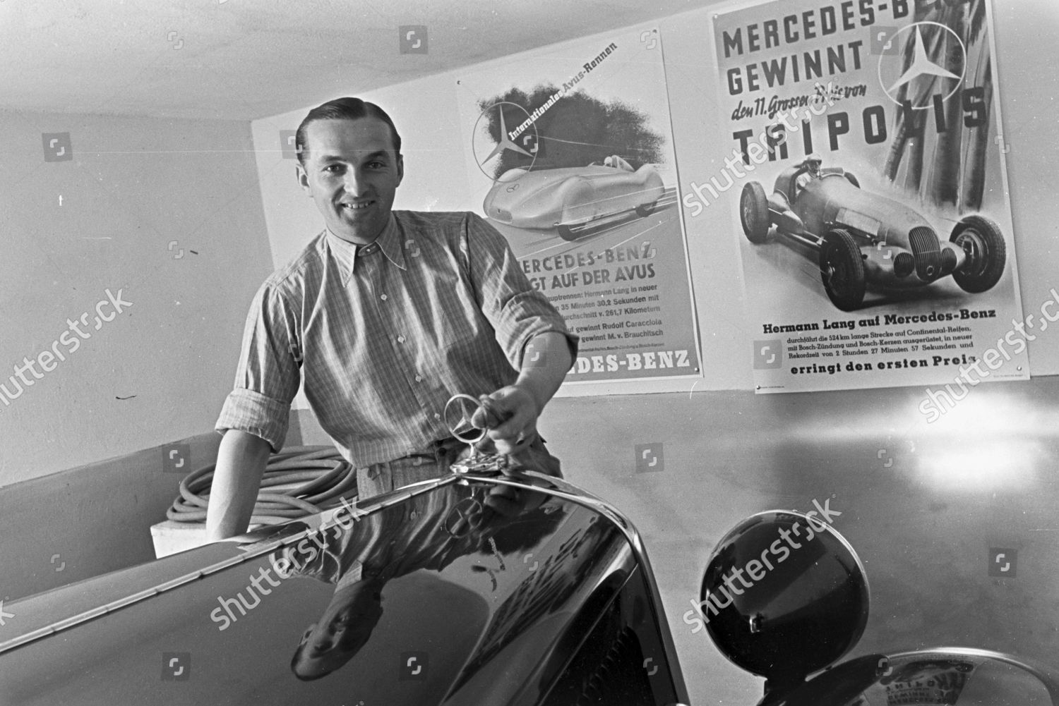 Racing Driver Hermann Lang Polishing Mercedes Editorial Stock Photo ...