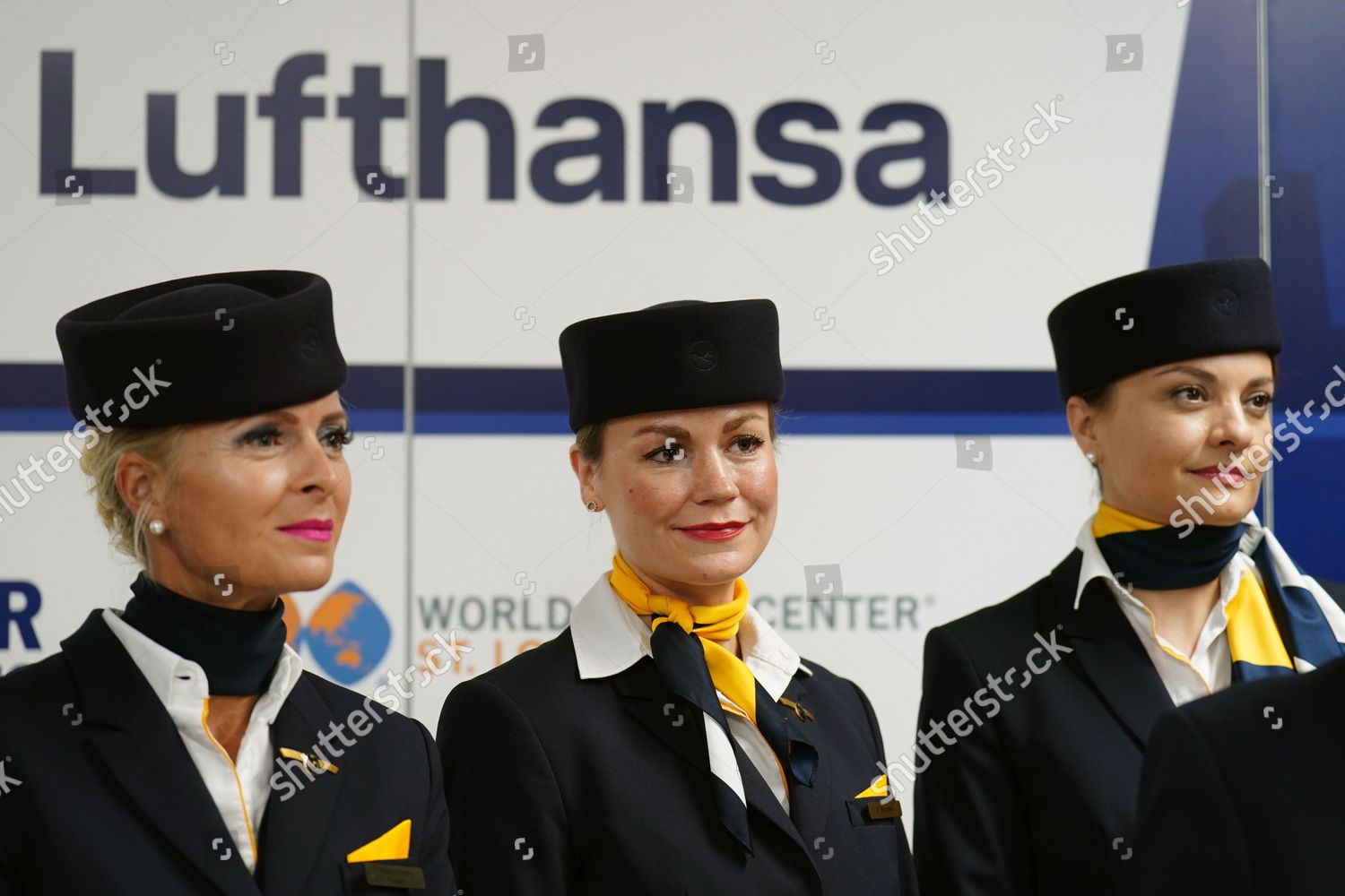 Lufthansa Flight Attendants Listen During Ribbon Editorial Stock Photo ...