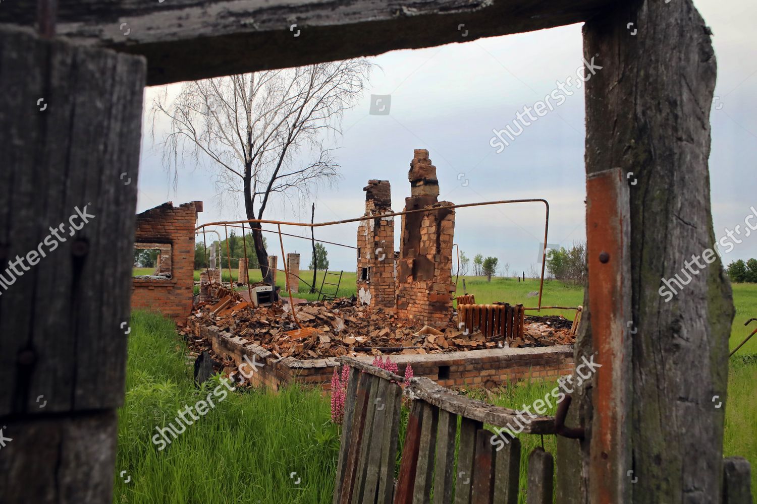 Chimneys Remain Standing Among Ruins Building Editorial Stock Photo ...