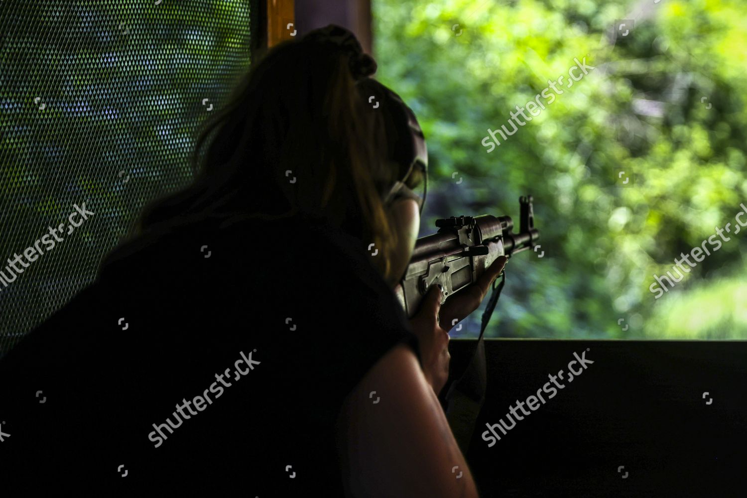 Woman Shooting Ak47 Kalashnikov Rifle Lok Editorial Stock Photo - Stock ...