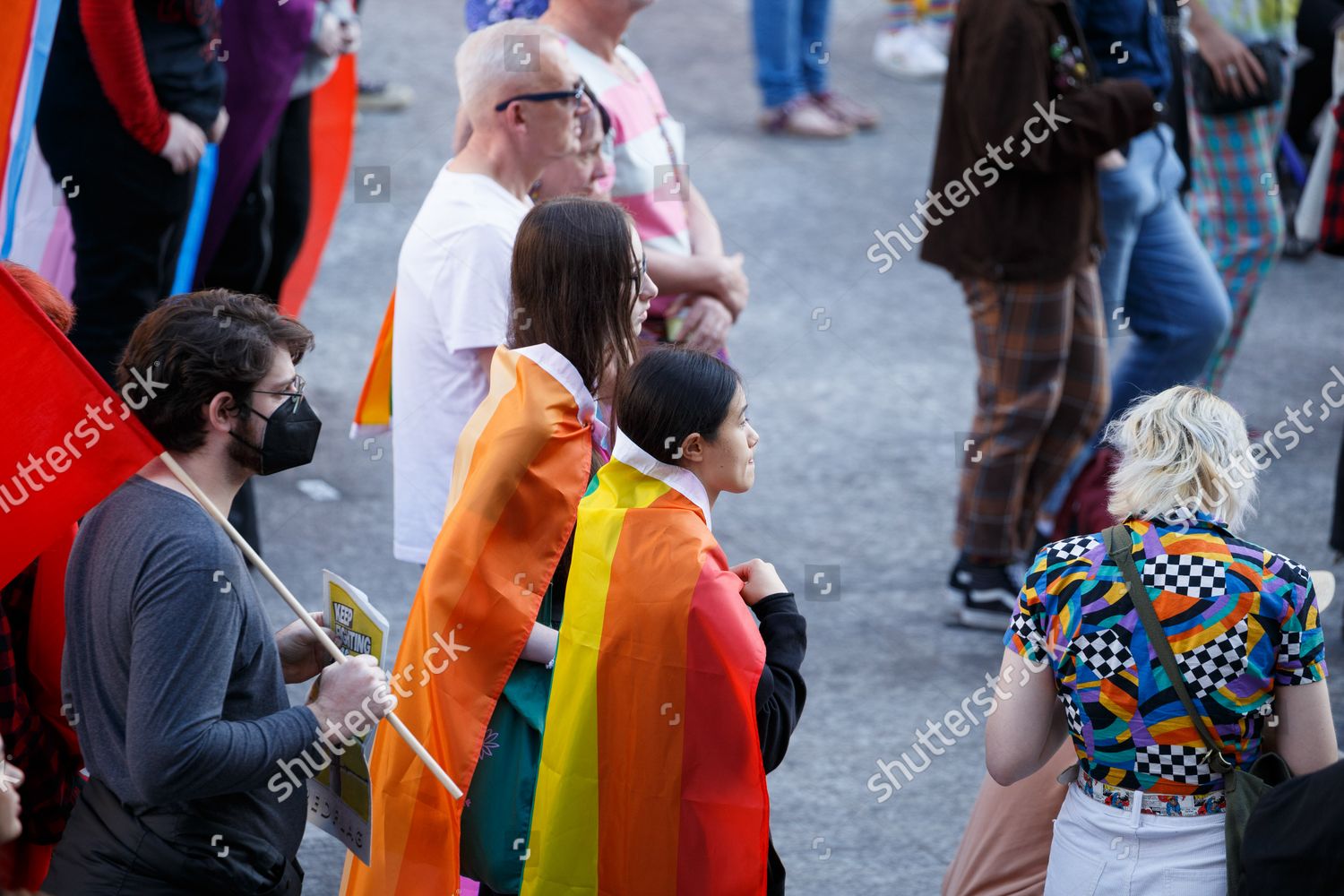 Protesters Rainbow Flags During March Through Editorial Stock Photo ...