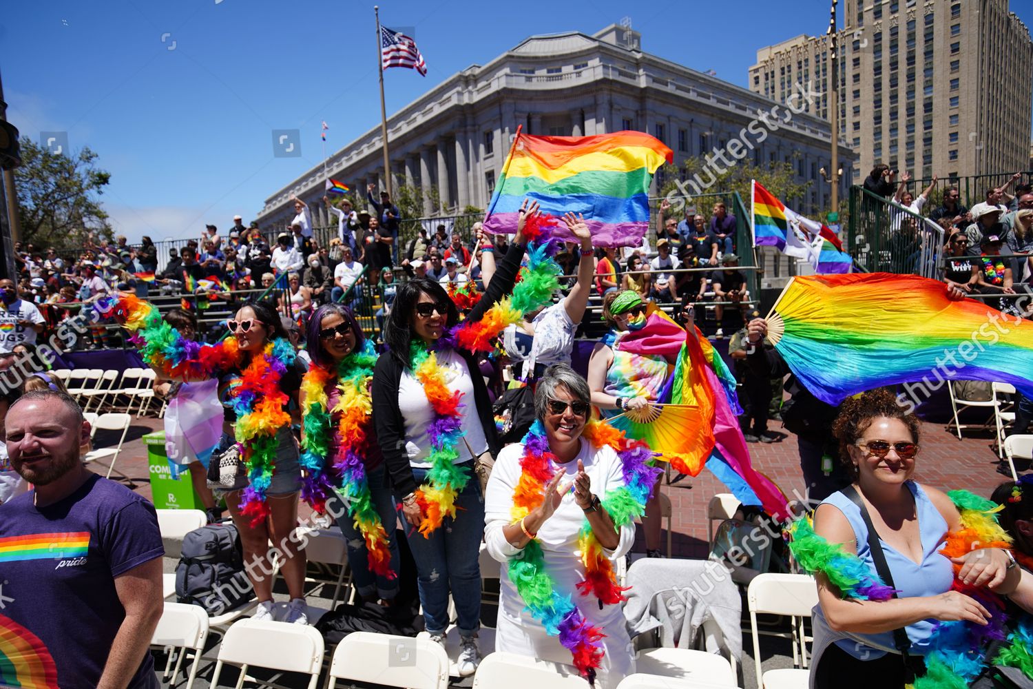 People Hold Rainbow Flags During While Editorial Stock Photo - Stock ...