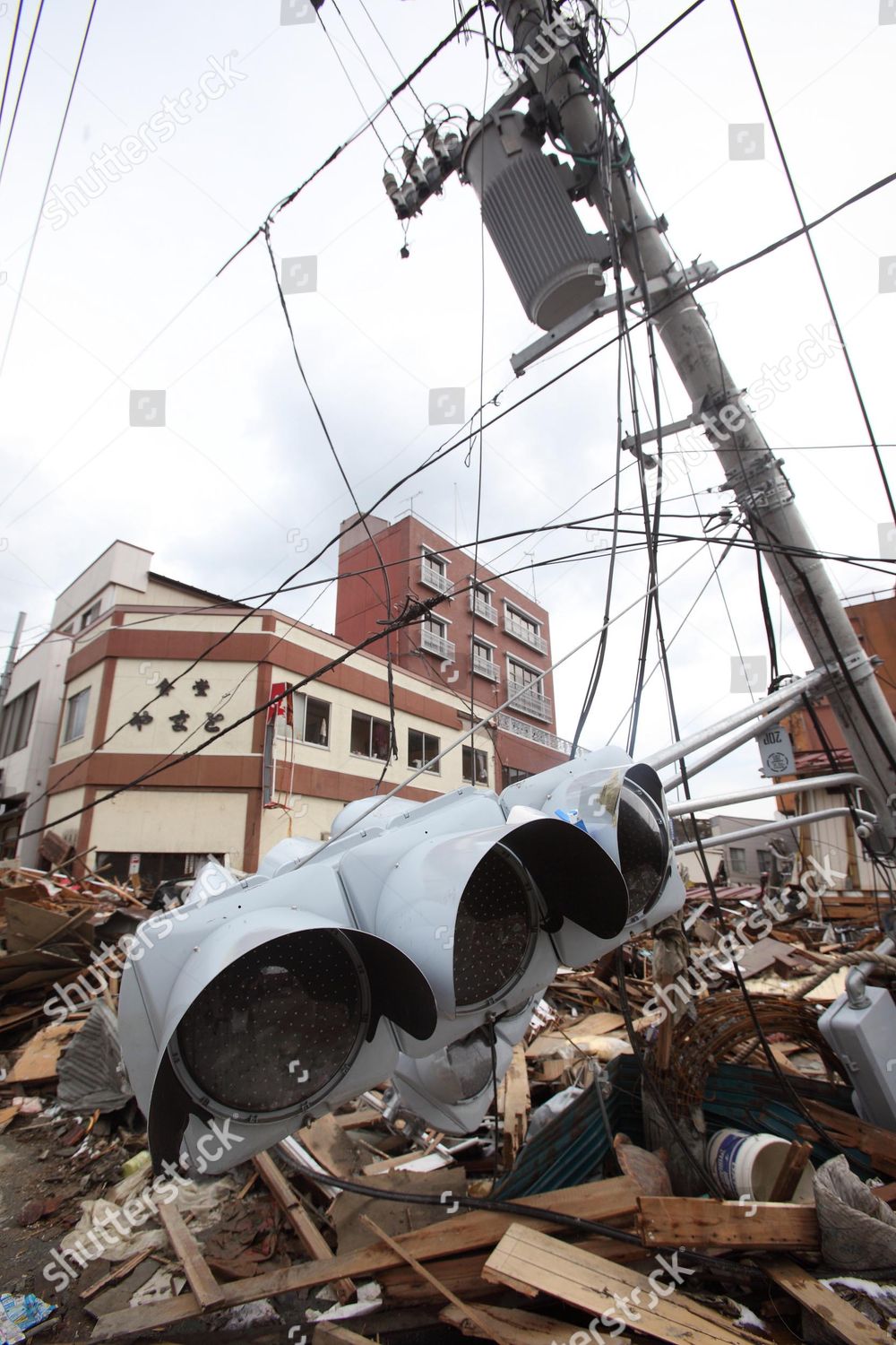 Power Lines Traffic Signal Hang Tilted Editorial Stock Photo - Stock ...