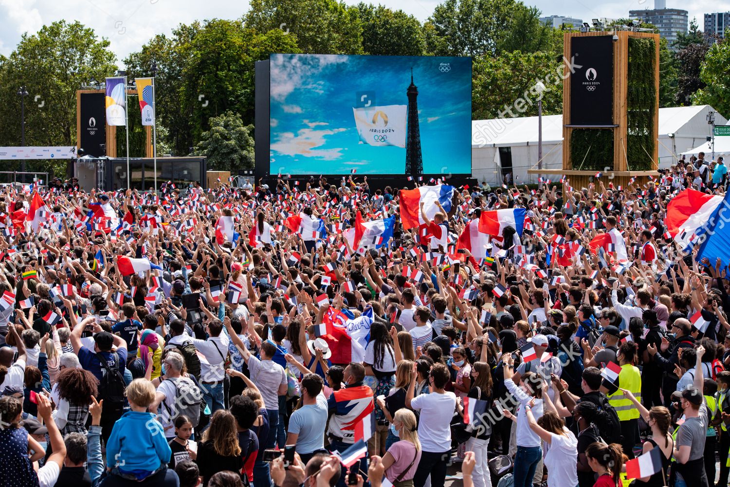 Fans Cheer French Athletes During Olympic Editorial Stock Photo - Stock ...