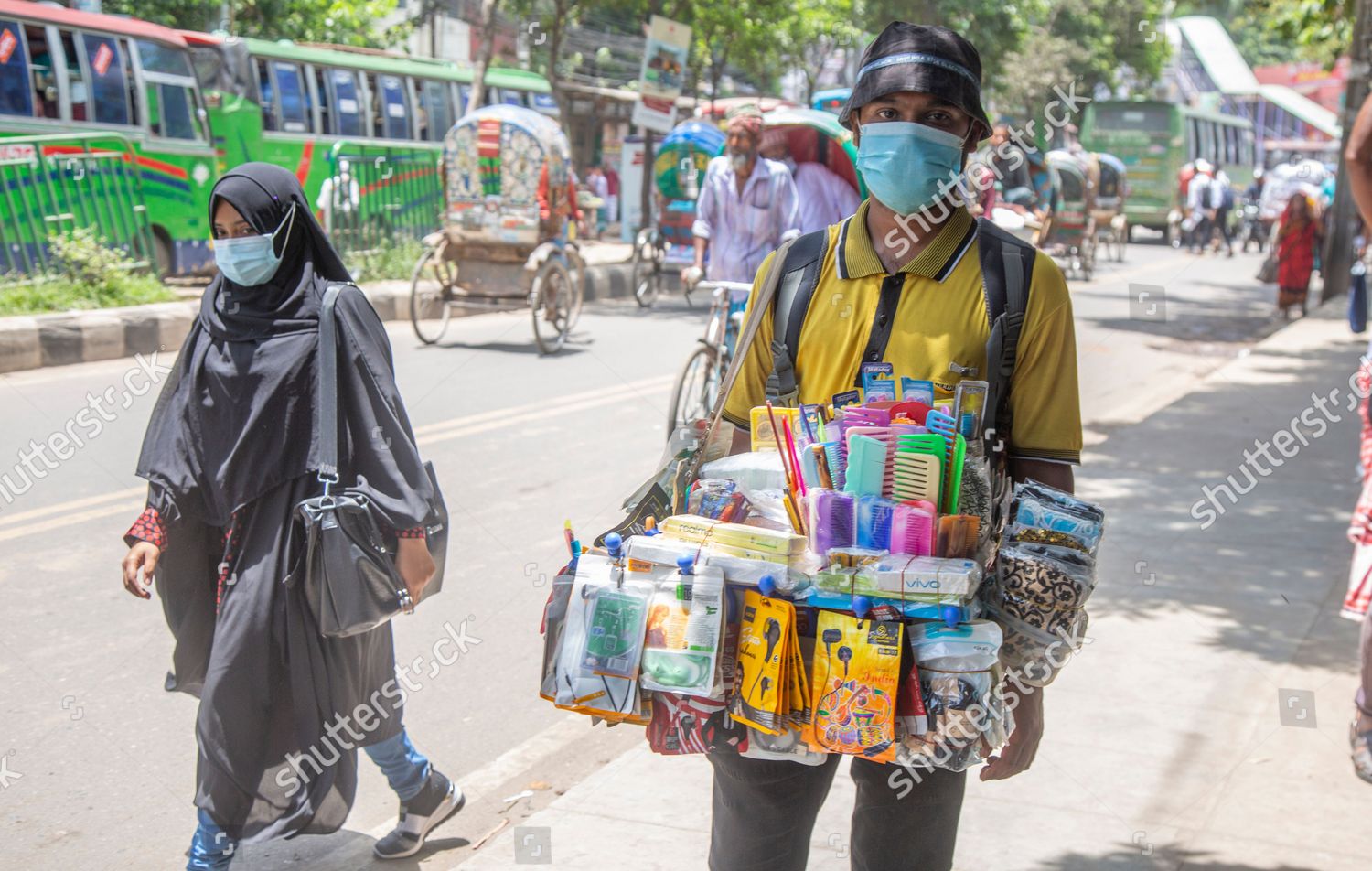 Street Vendor Wearing Face Mask Walks Editorial Stock Photo - Stock ...