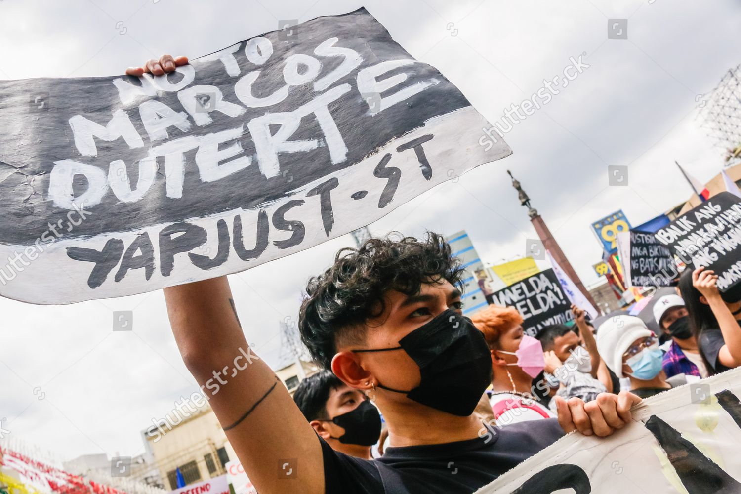 Protester Holds Placard During Demonstration Inauguration Editorial ...