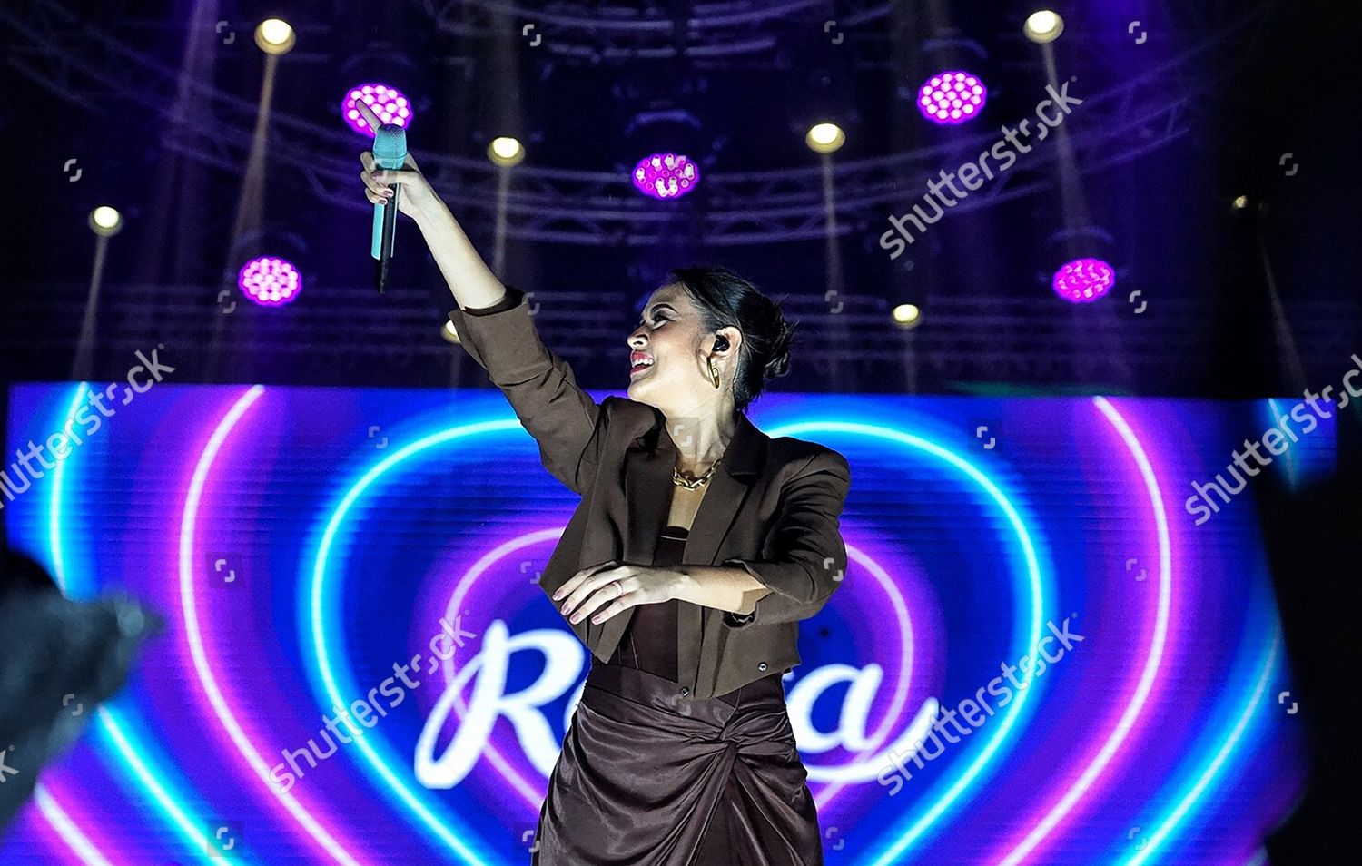 Indonesian Singer Raisa Performs During Music Editorial Stock Photo ...