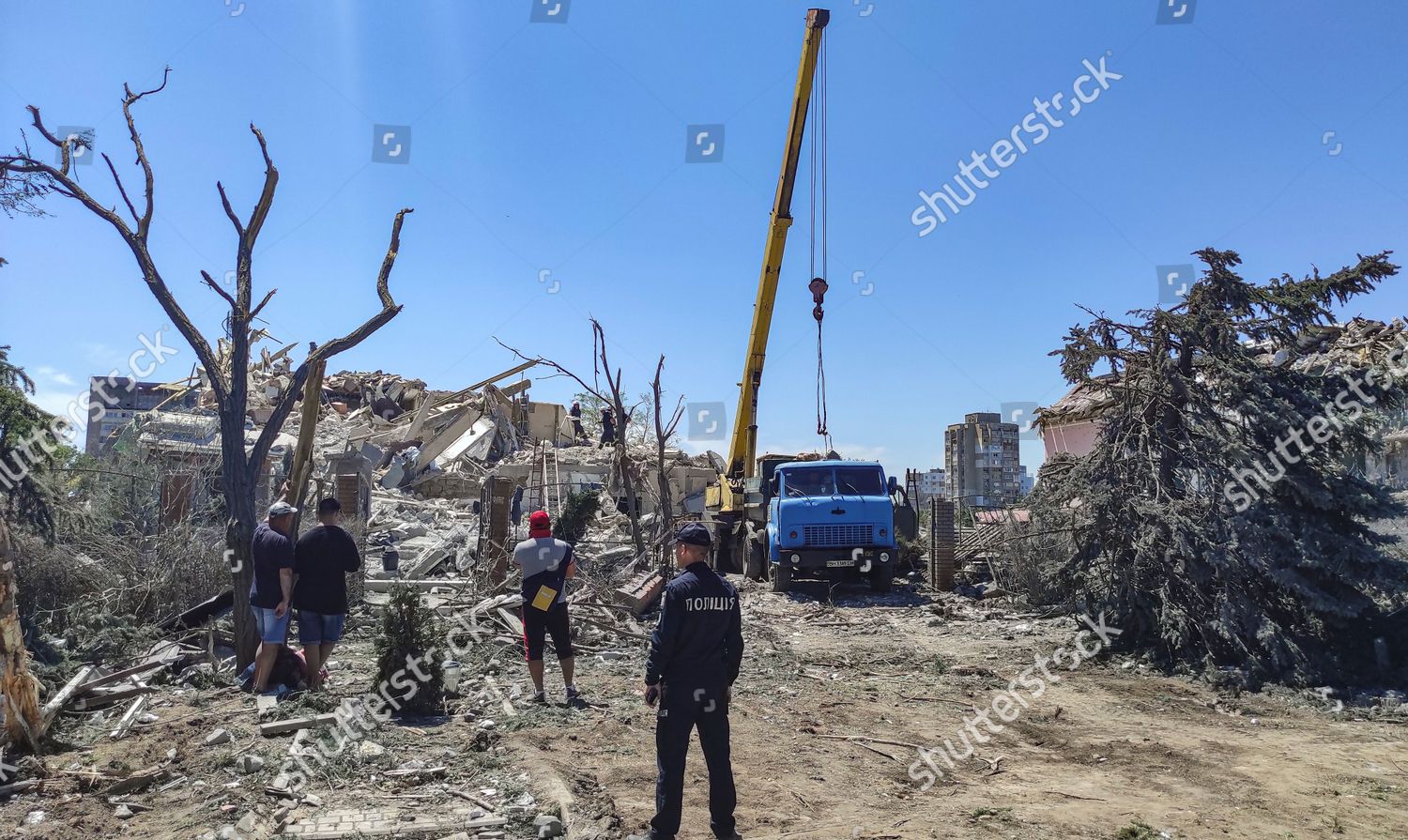 Rescuers Work Scene Destroyed Building After Editorial Stock Photo ...