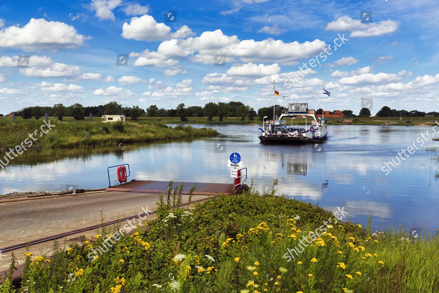 Ferry Crossing Elbe Summer Neu Darchau Editorial Stock Photo - Stock ...