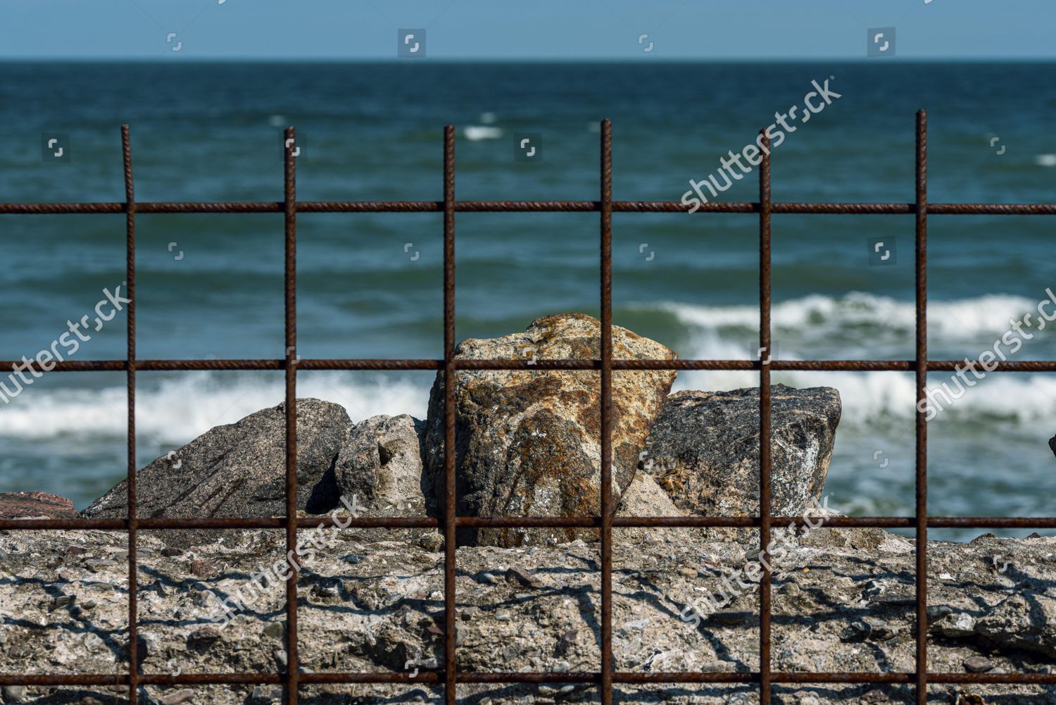 Old Firewall Rusty Fences On Beach Editorial Stock Photo - Stock Image ...
