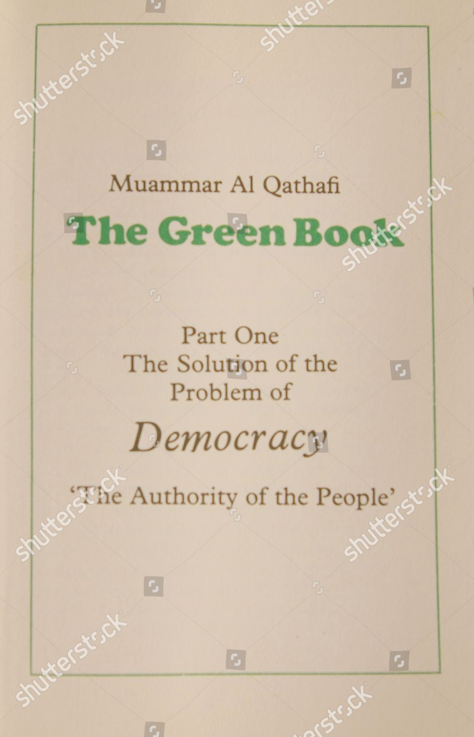 Green Book By Colonel Muammar Gaddafi Editorial Stock Photo - Stock ...