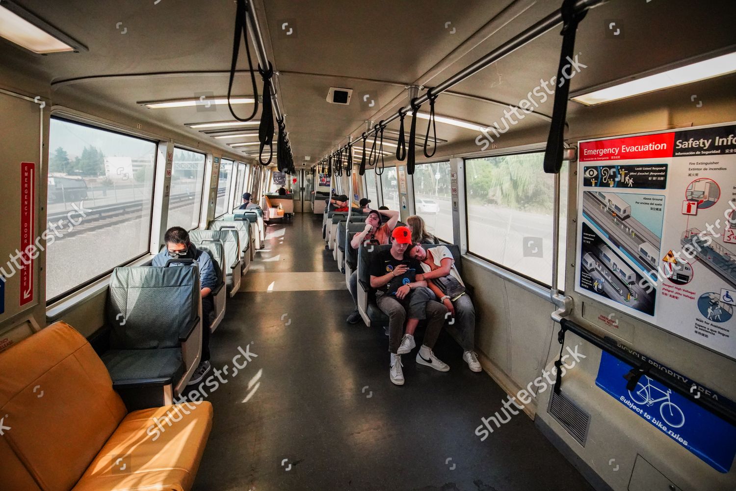 People Sit Inside Barts Train Bart Editorial Stock Photo - Stock Image ...