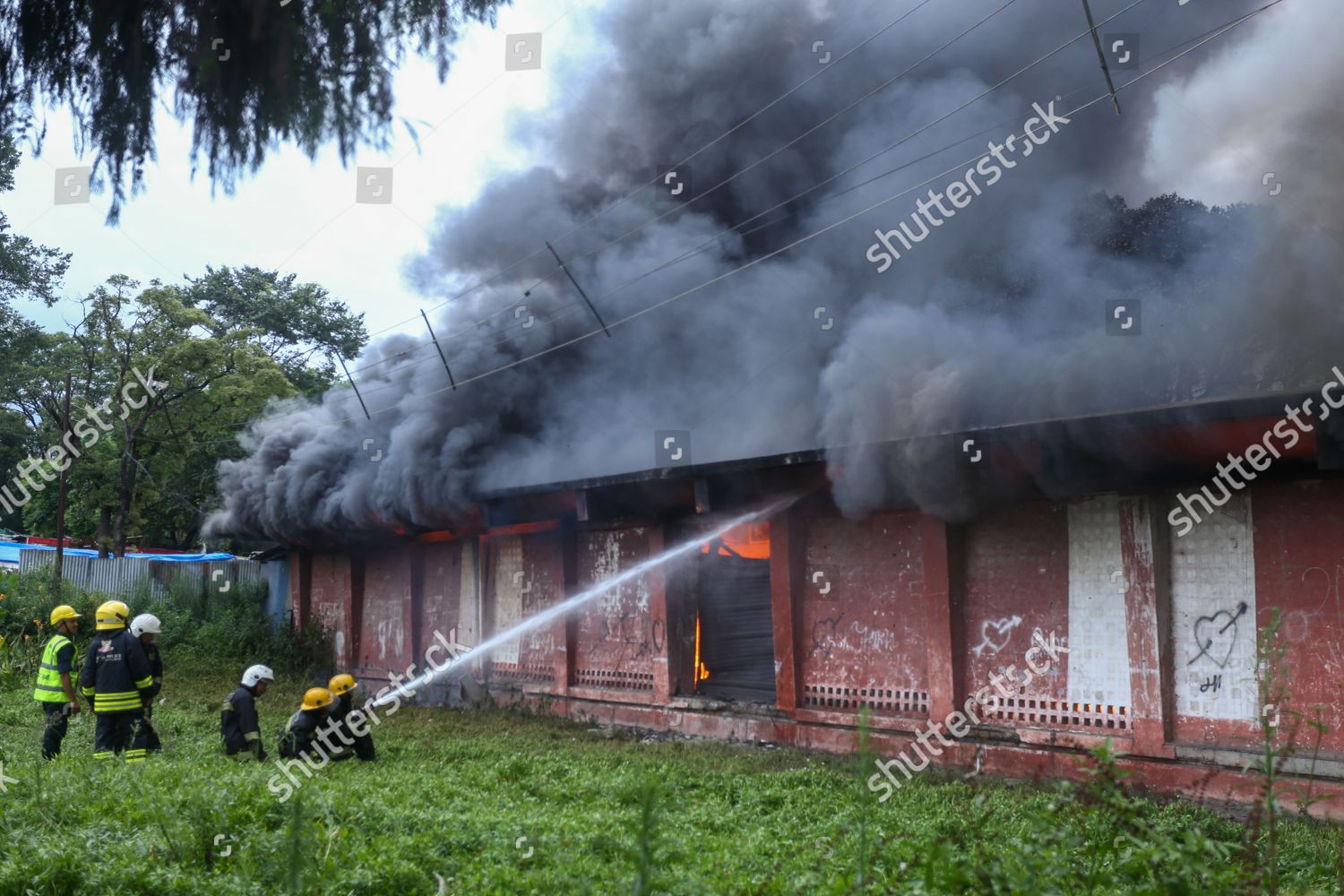 Nepali Firefighters Attempts Douse Fire That Editorial Stock Photo ...