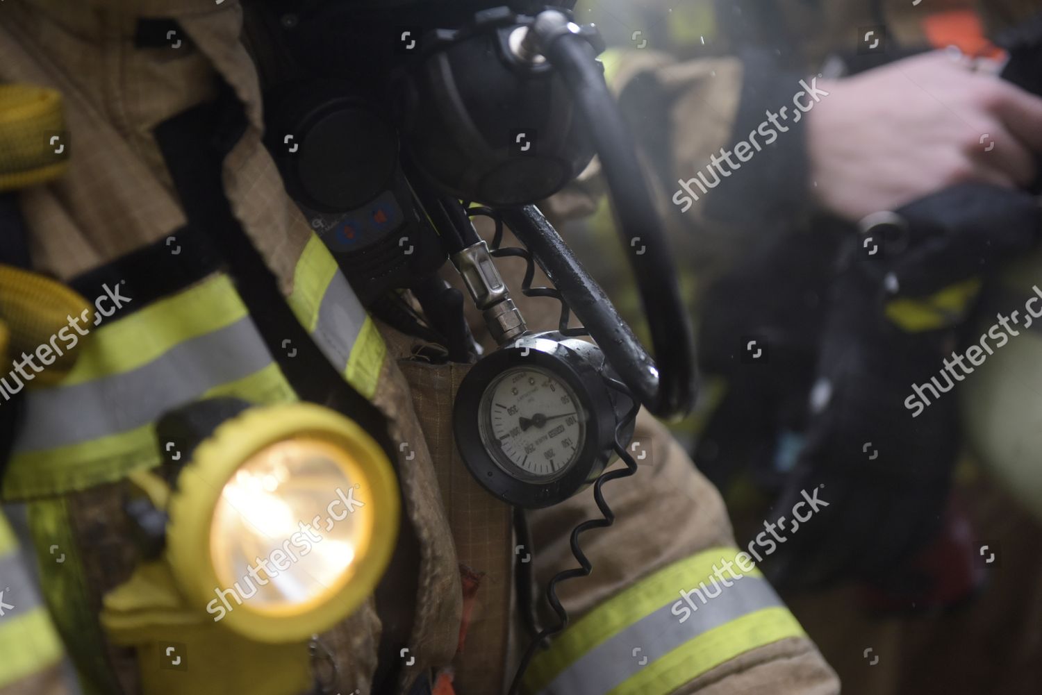 Pressure Indicator On Firefighters Breathing Apparatus Editorial Stock ...