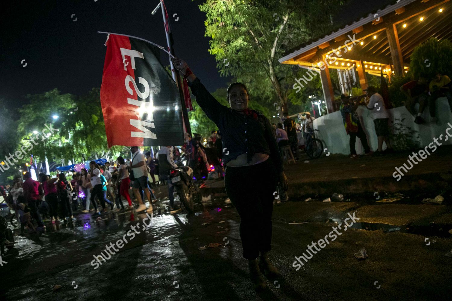 Woman Fsln Flag Poses Photograph During Editorial Stock Photo - Stock ...