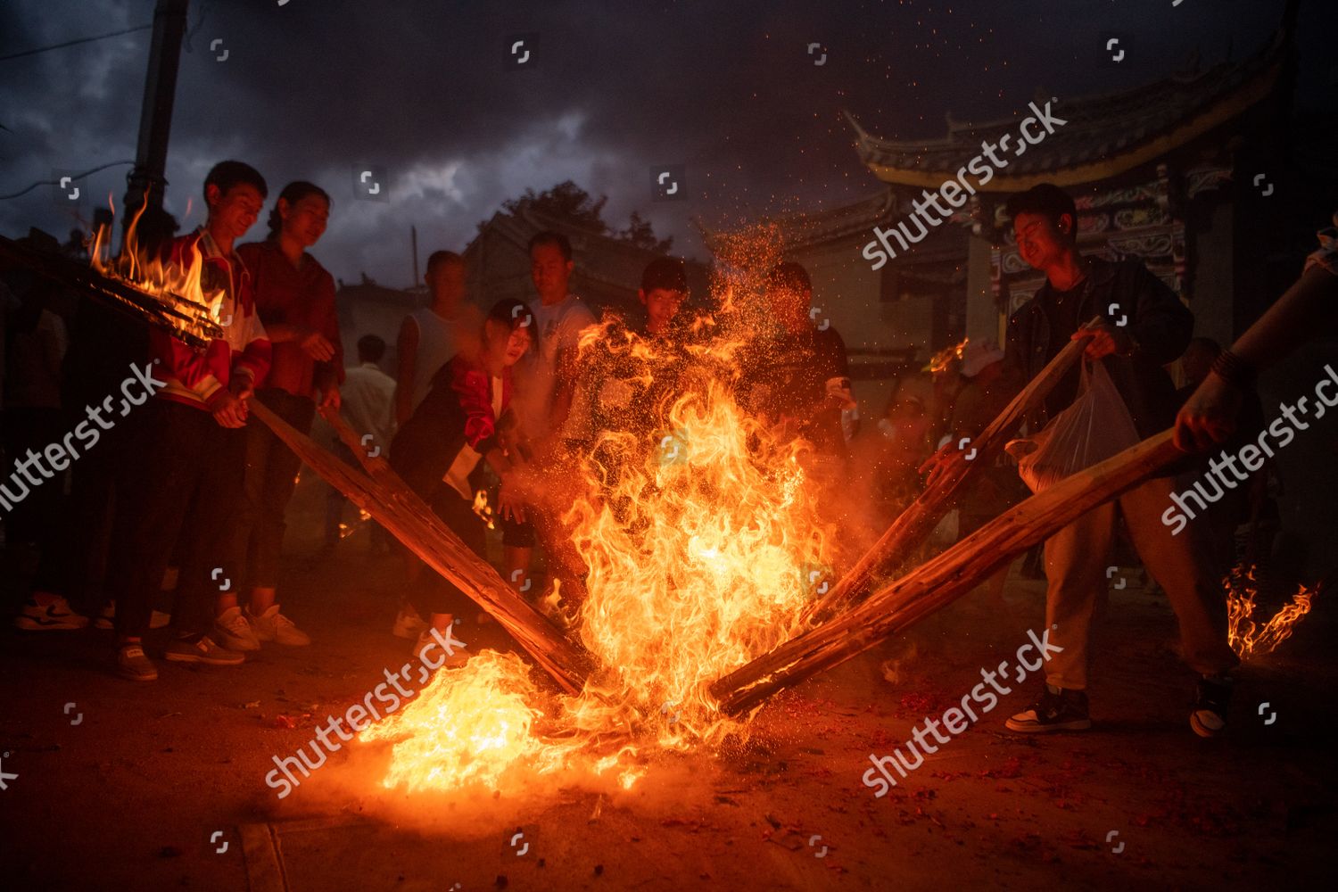 Villagers Attend Celebration Torch Festival Taiping Editorial Stock ...