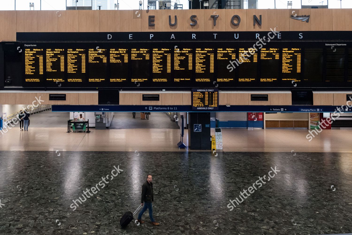 Passenger Walks Through Empty Concourse Euston Editorial Stock Photo ...