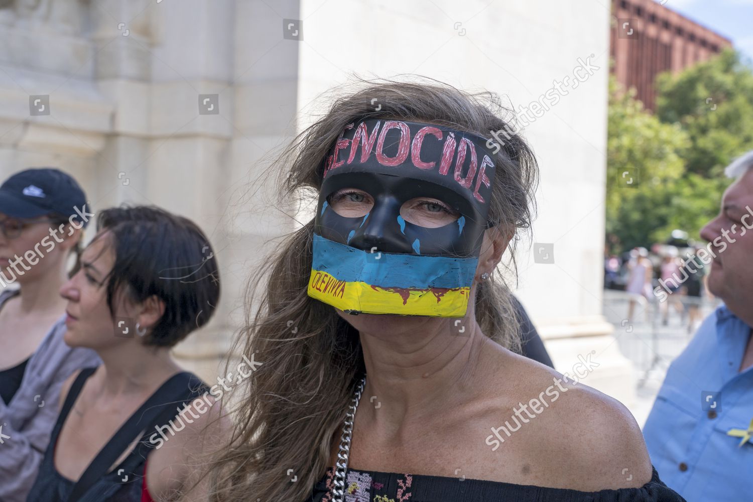 Woman Wears Mask Word Genocide Written Editorial Stock Photo - Stock ...