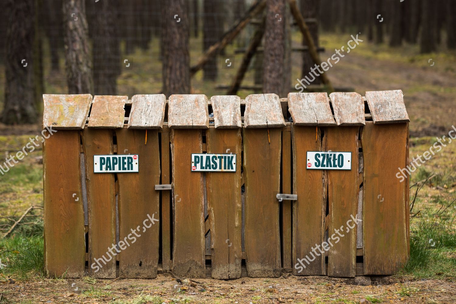 Bins Made Wood Waste Segregation Seen Editorial Stock Photo - Stock ...