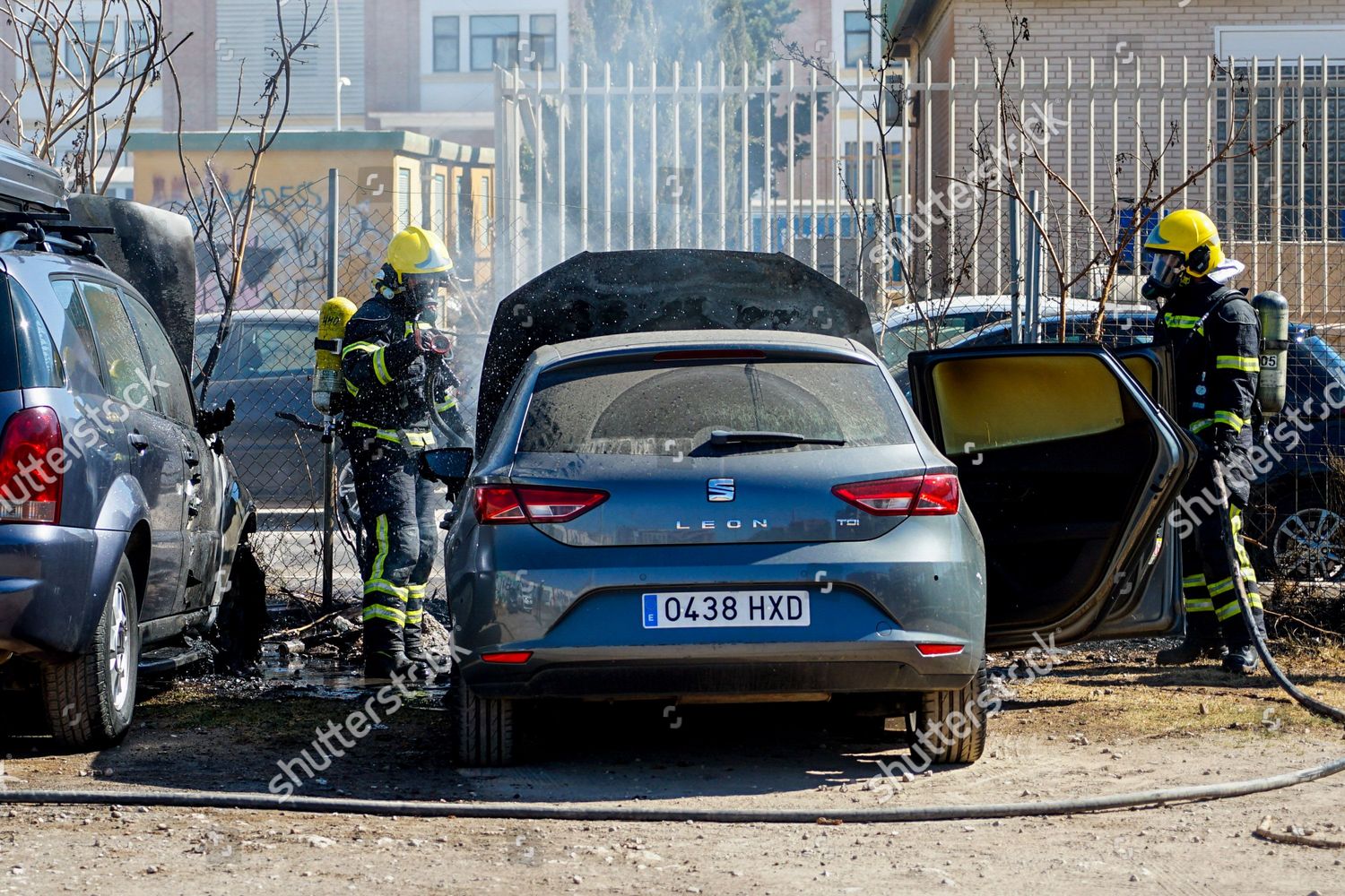 Firefighters Put Out Car Fire Calle Editorial Stock Photo - Stock Image ...