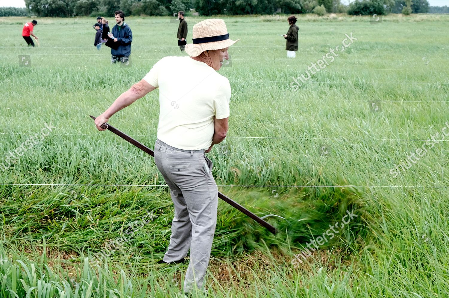 Man Cuts Grass During National Lawn Editorial Stock Photo - Stock Image ...