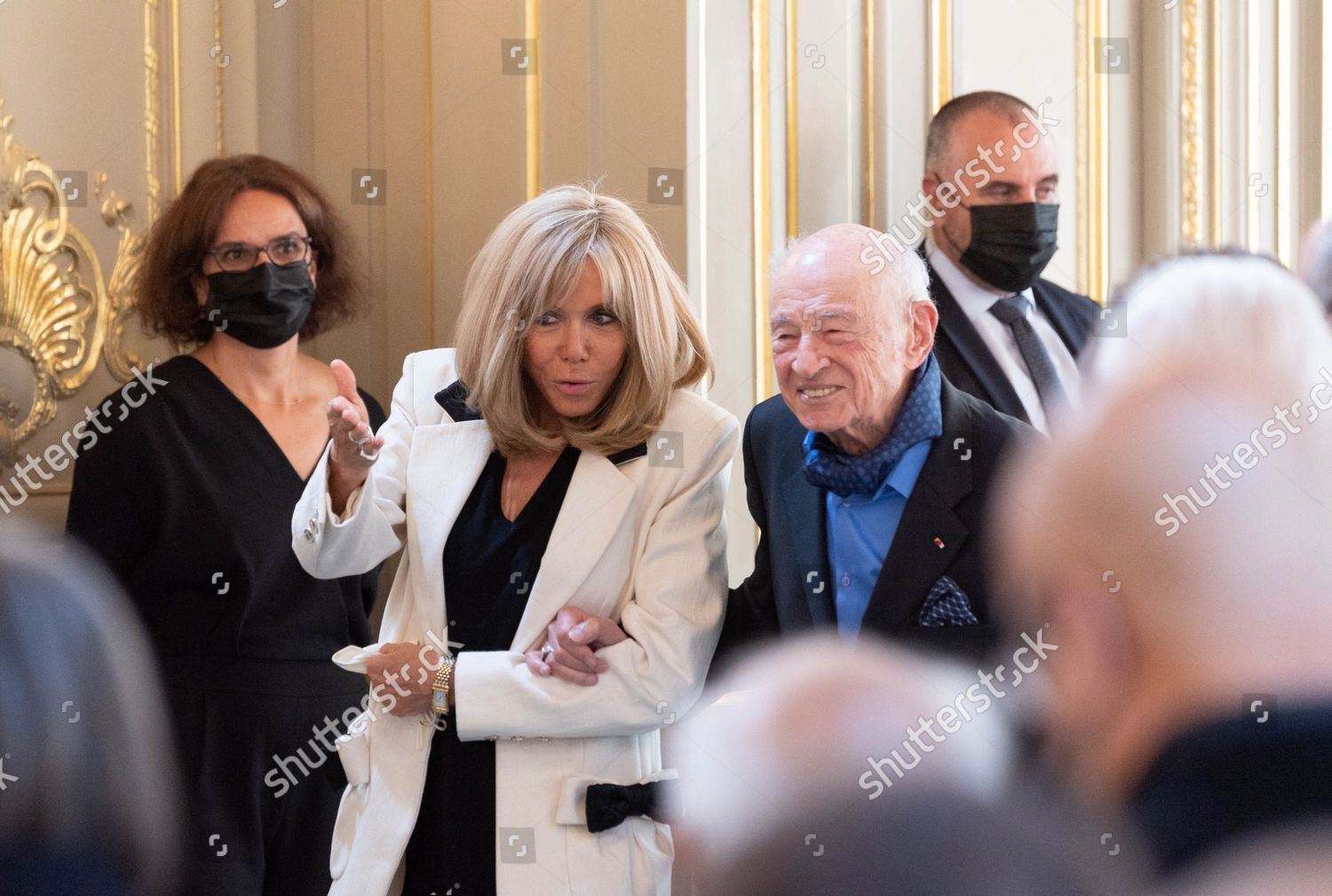 Brigitte Macron Edgar Morin Attending Ceremony Editorial Stock Photo ...
