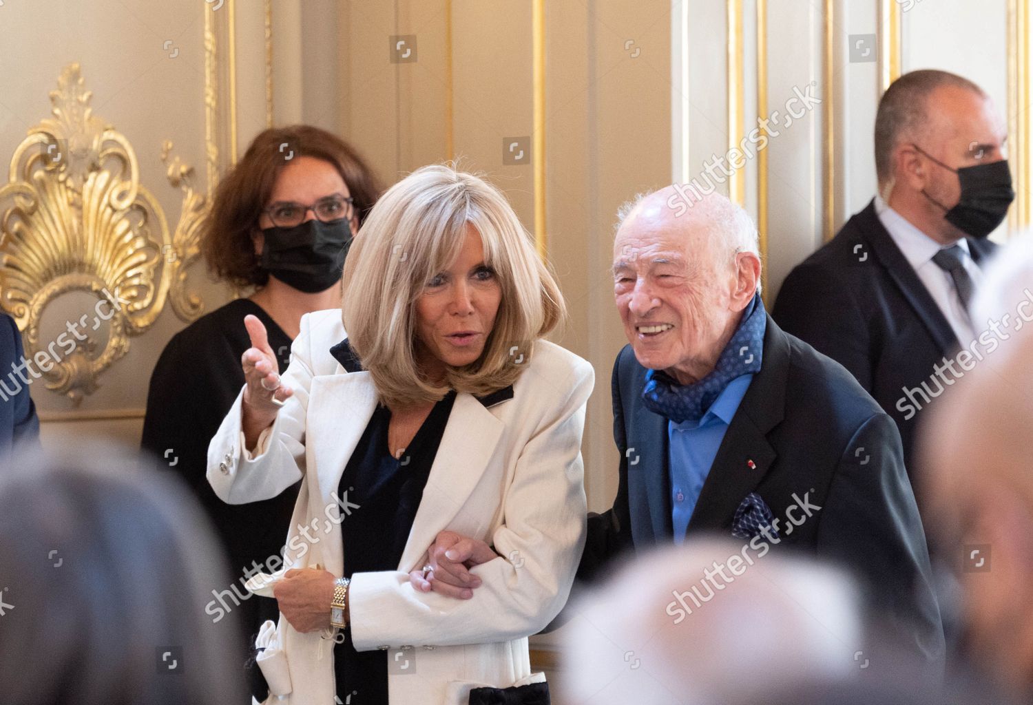 Brigitte Macron Edgar Morin Attending Ceremony Editorial Stock Photo ...