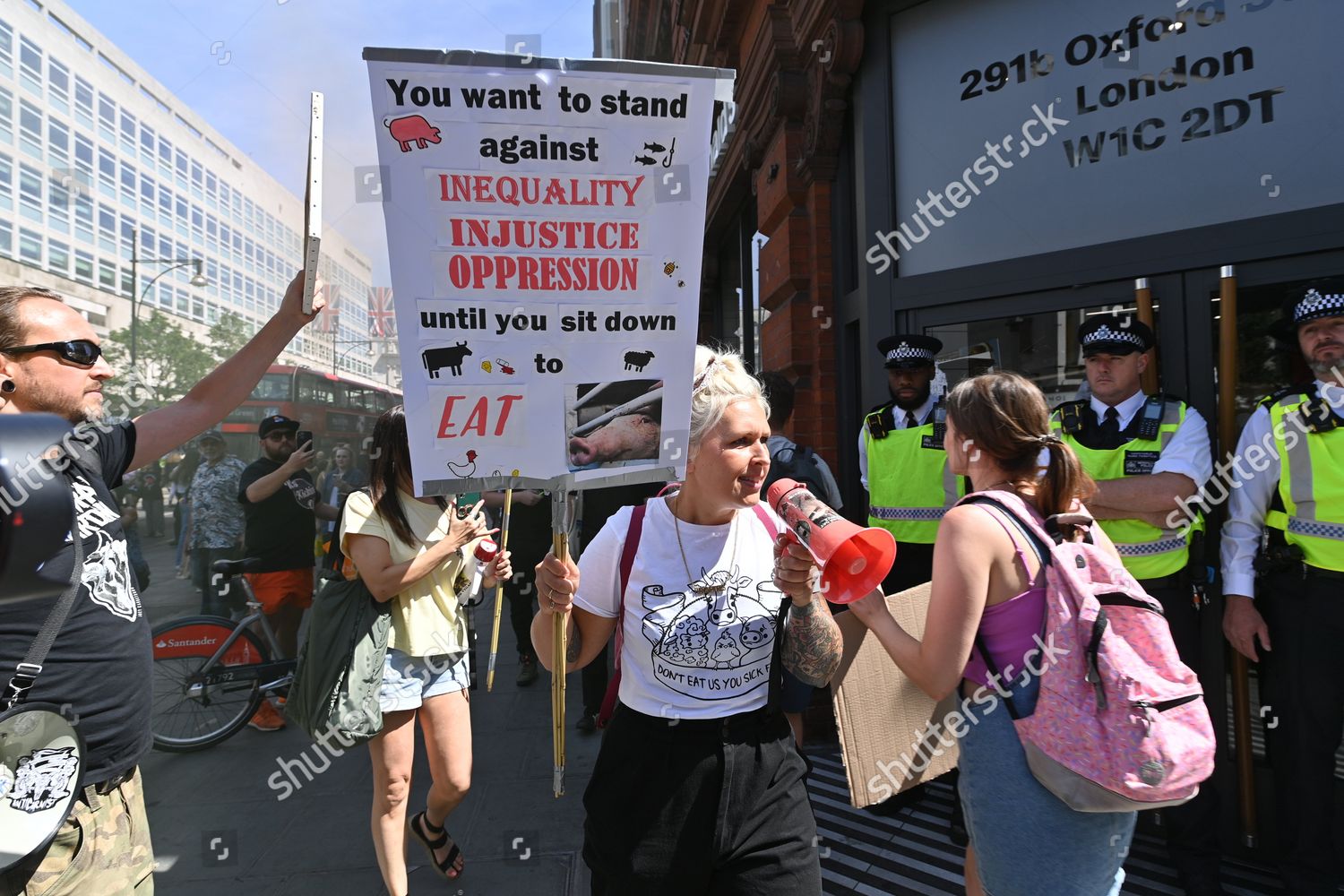 Protesters Desmonstrate Outside Mcdonalds Restaurant Near Editorial ...