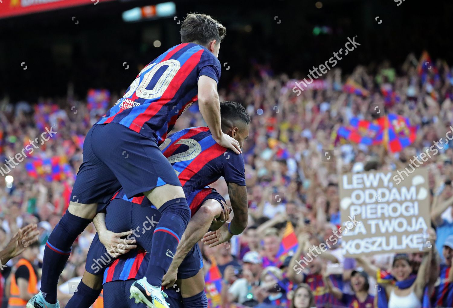 Robert Lewandowski Goal Celebration During Match Editorial Stock Photo ...