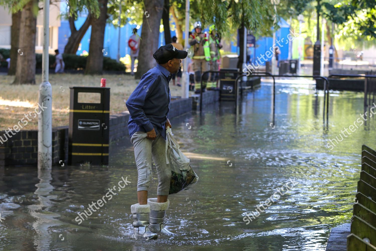Man Walks Through Flood Scene Hornsey Editorial Stock Photo - Stock ...