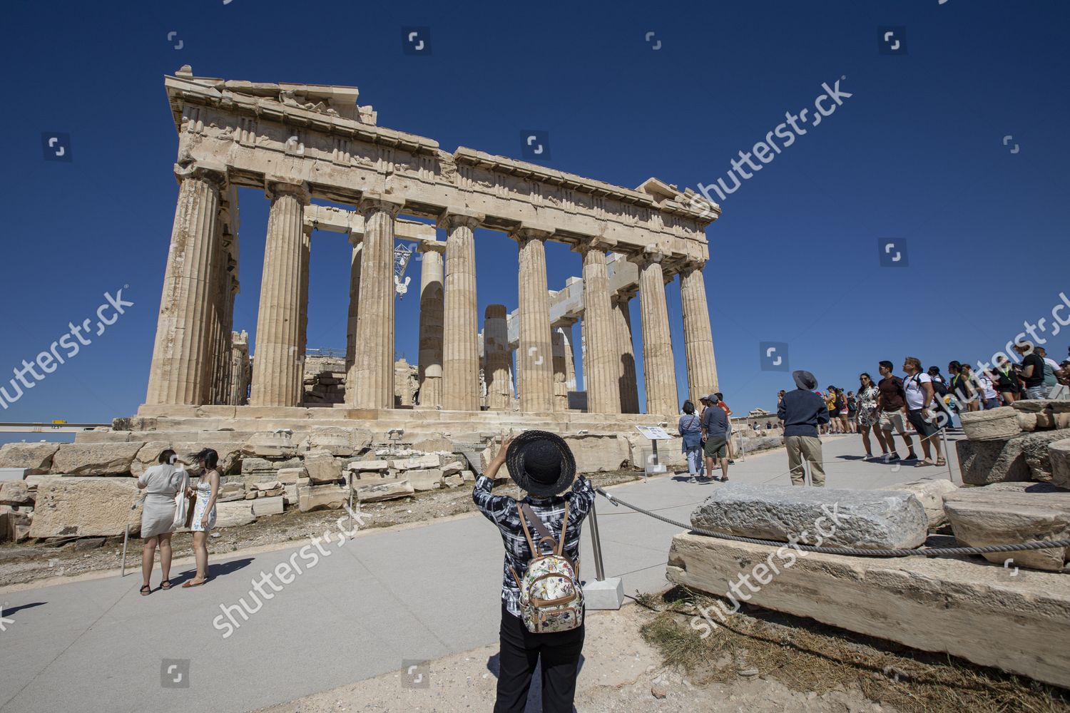 Crowds Tourists Local Visitors Front Parthenon Editorial Stock Photo - Stock Image | Shutterstock