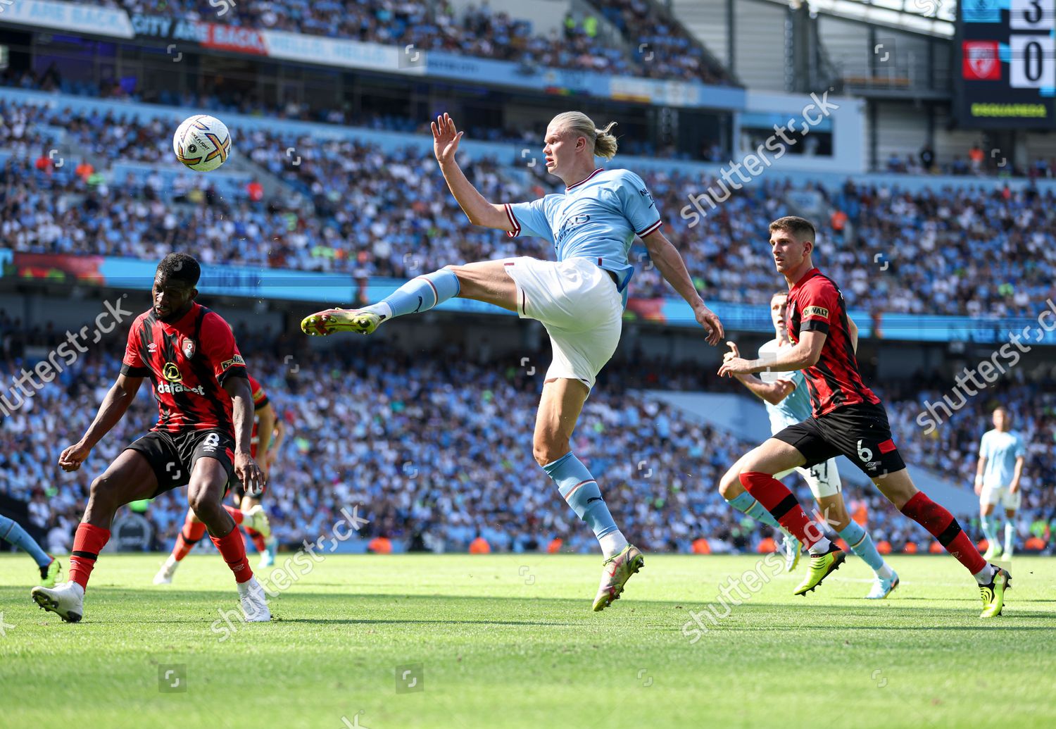 Erling Haaland Manchester City Shoots Goal Editorial Stock Photo ...