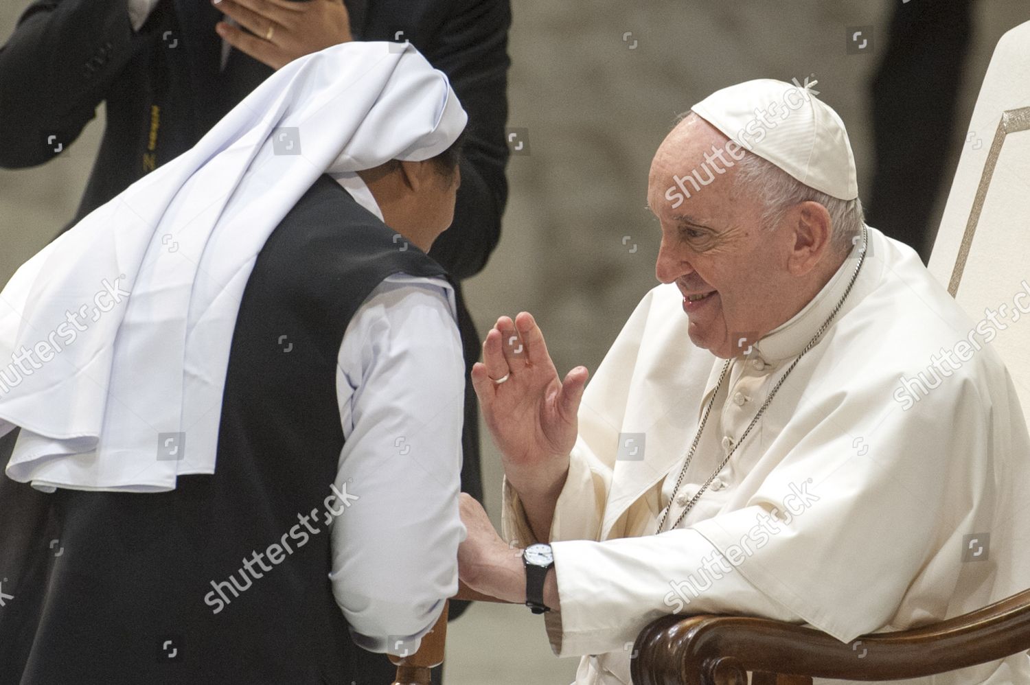Pope Francis Blesses Nun He Leads Editorial Stock Photo - Stock Image ...