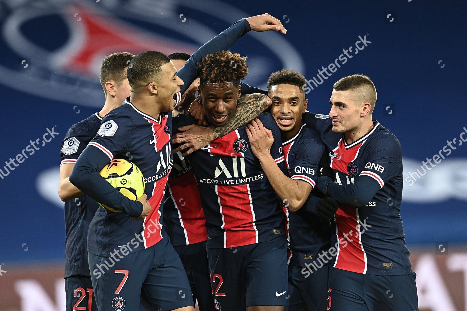 Timothee Pembele Psg Celebrates Kylian Mbappe Editorial Stock Photo ...