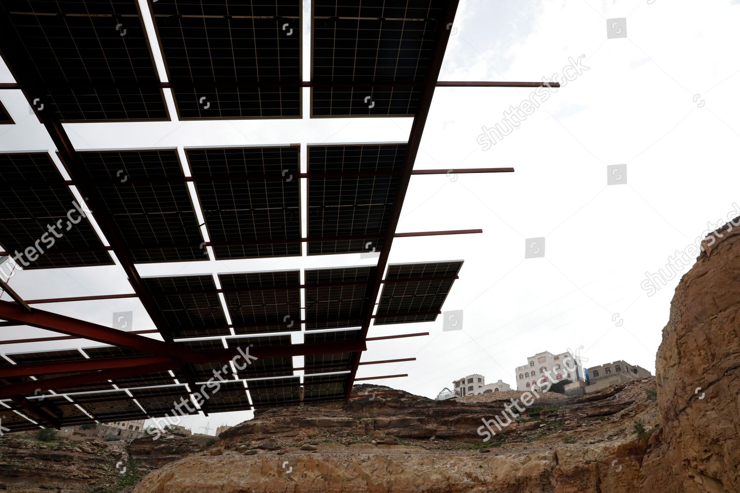 Buildings Overlook Valley Array Photovoltaic Panels Editorial Stock ...