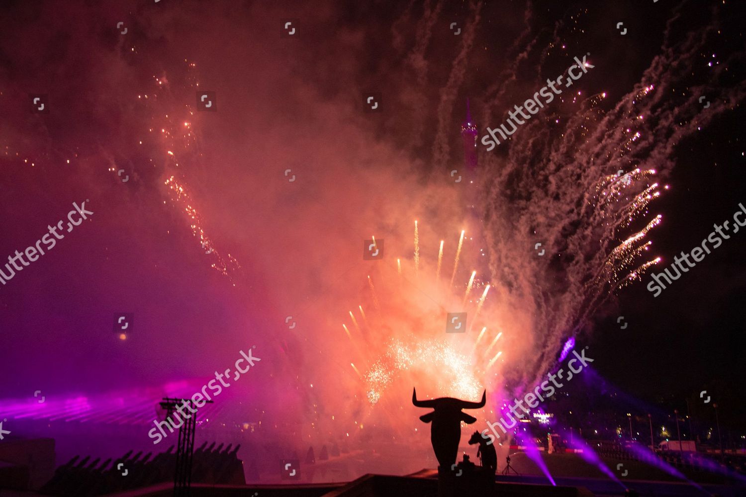 Pyrotechnic Effects Seen During Ceremony Marking Editorial Stock Photo ...