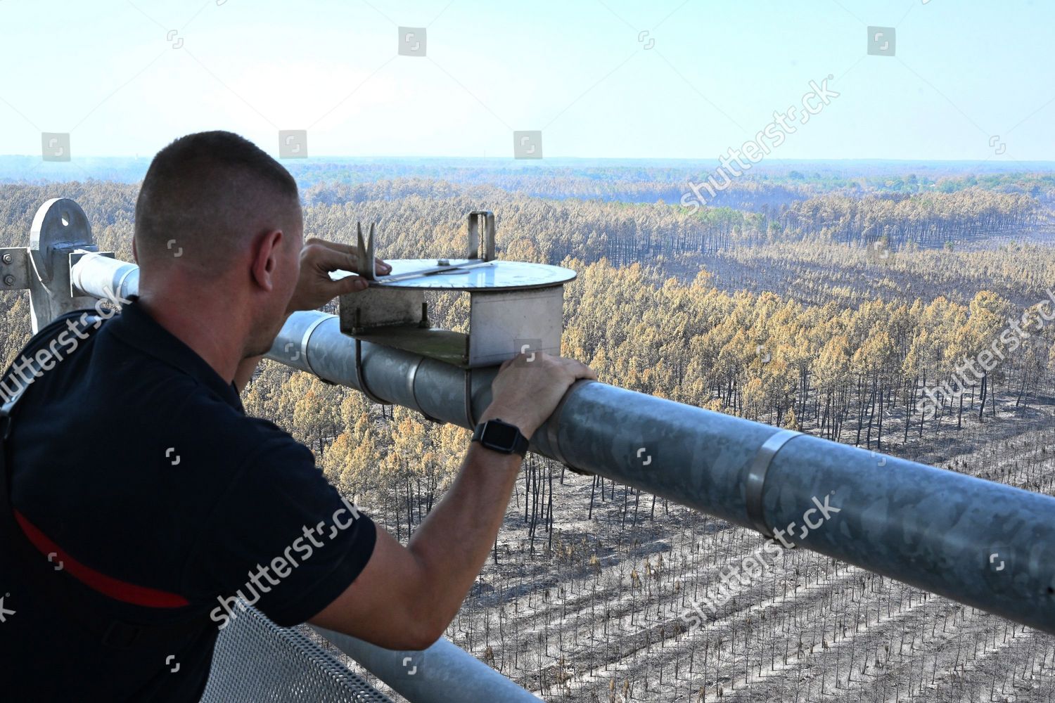 French Firefighter Monitors Fire Surveillance Tower Editorial Stock ...