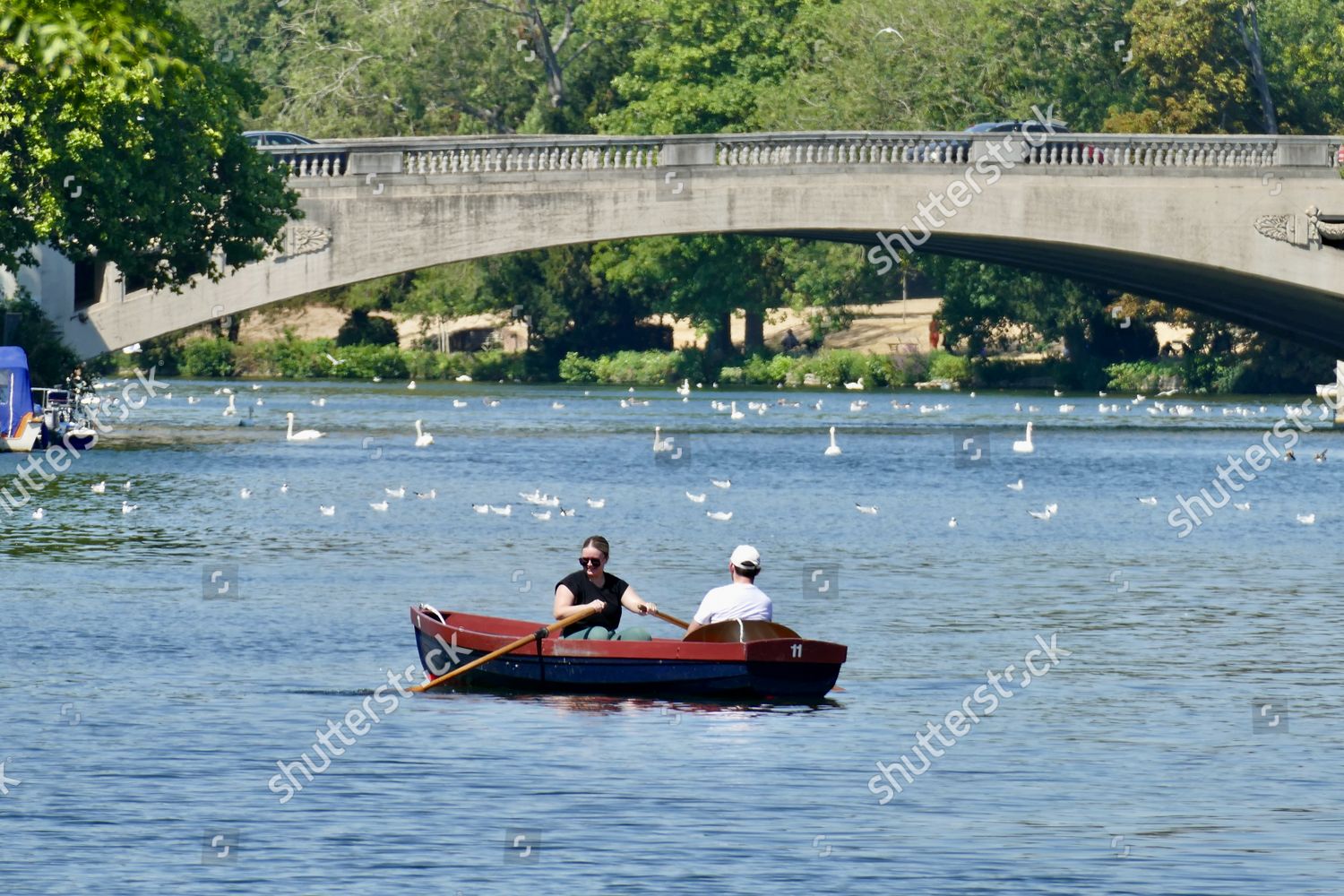 Couple Row Boat Out On River Editorial Stock Photo - Stock Image ...