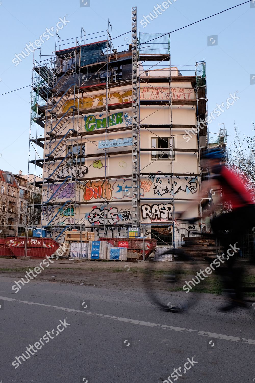 Illegal Graffiti On Equipped Building Berlinpankowillegal Editorial ...