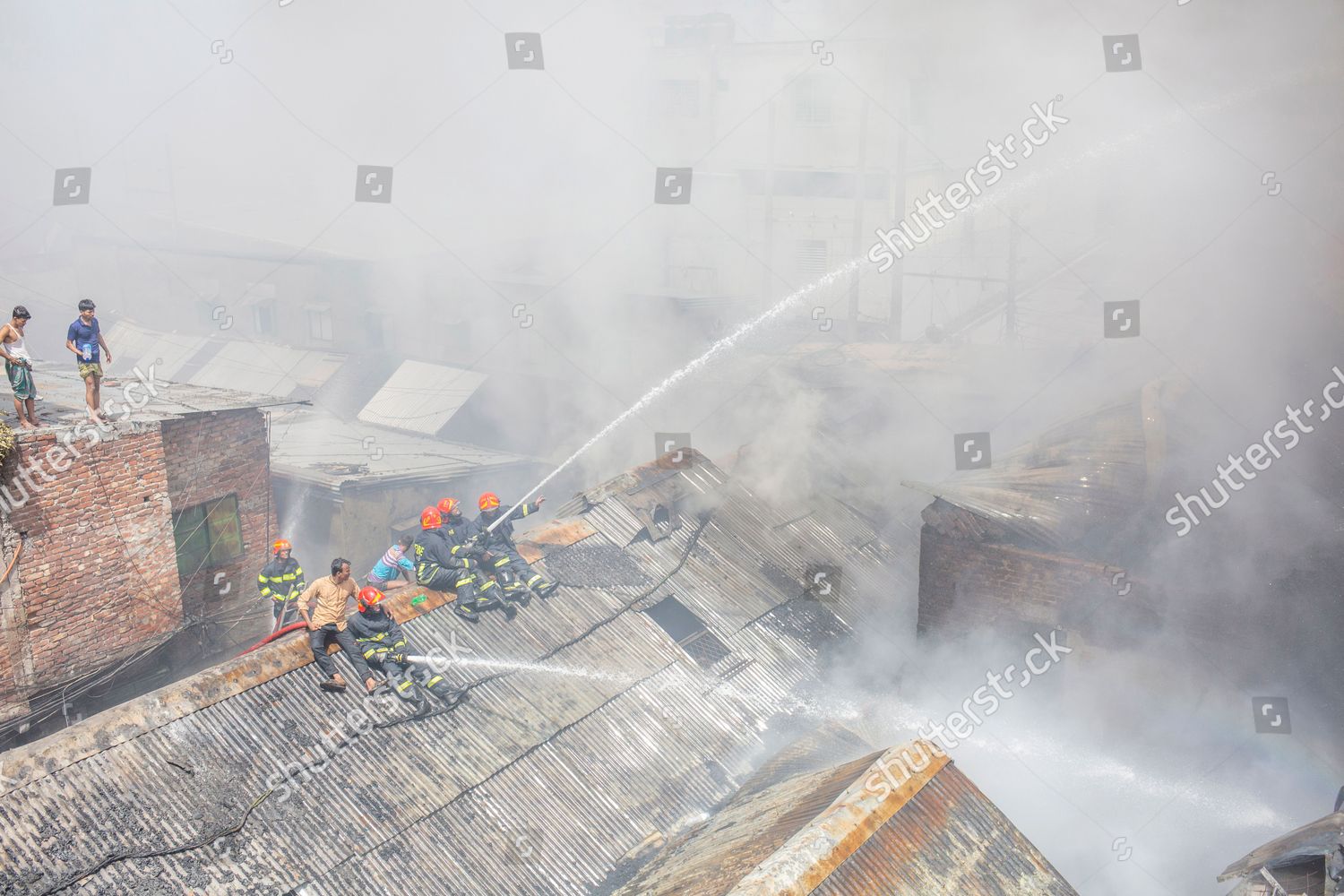 Firefighters Try Extinguish Fire Plastic Factory Editorial Stock Photo ...