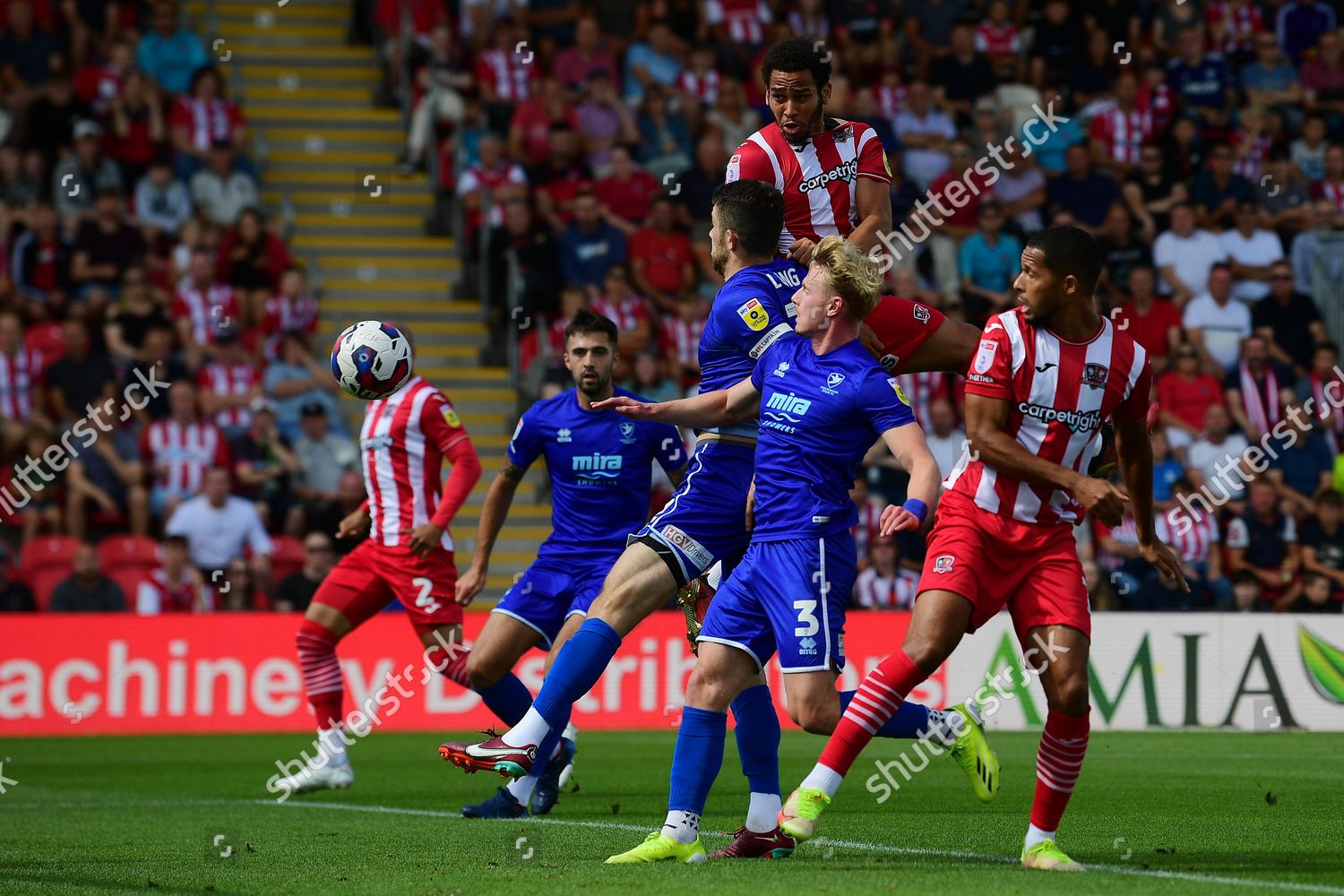 Sam Nombe Exeter City Headers On Editorial Stock Photo - Stock Image ...