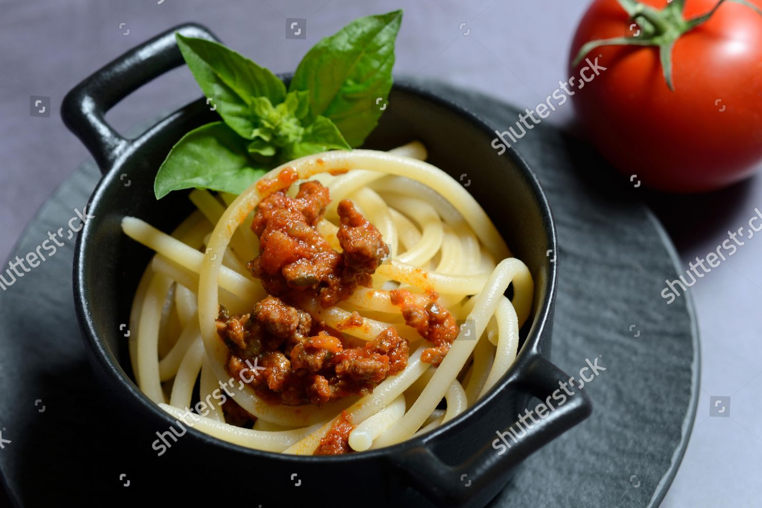 Pici Pasta Bolognese Sauce Pots Pasta Editorial Stock Photo - Stock ...