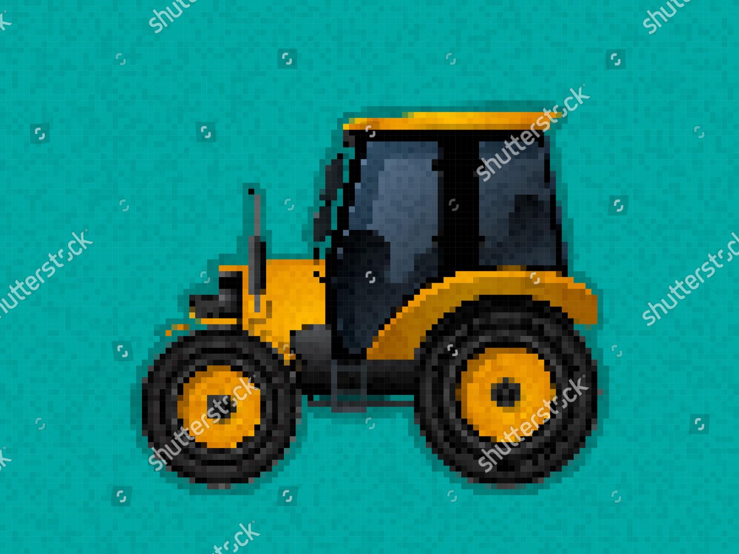 Pixel Art Tractor Icon Vector Illustration Editorial Stock Photo ...