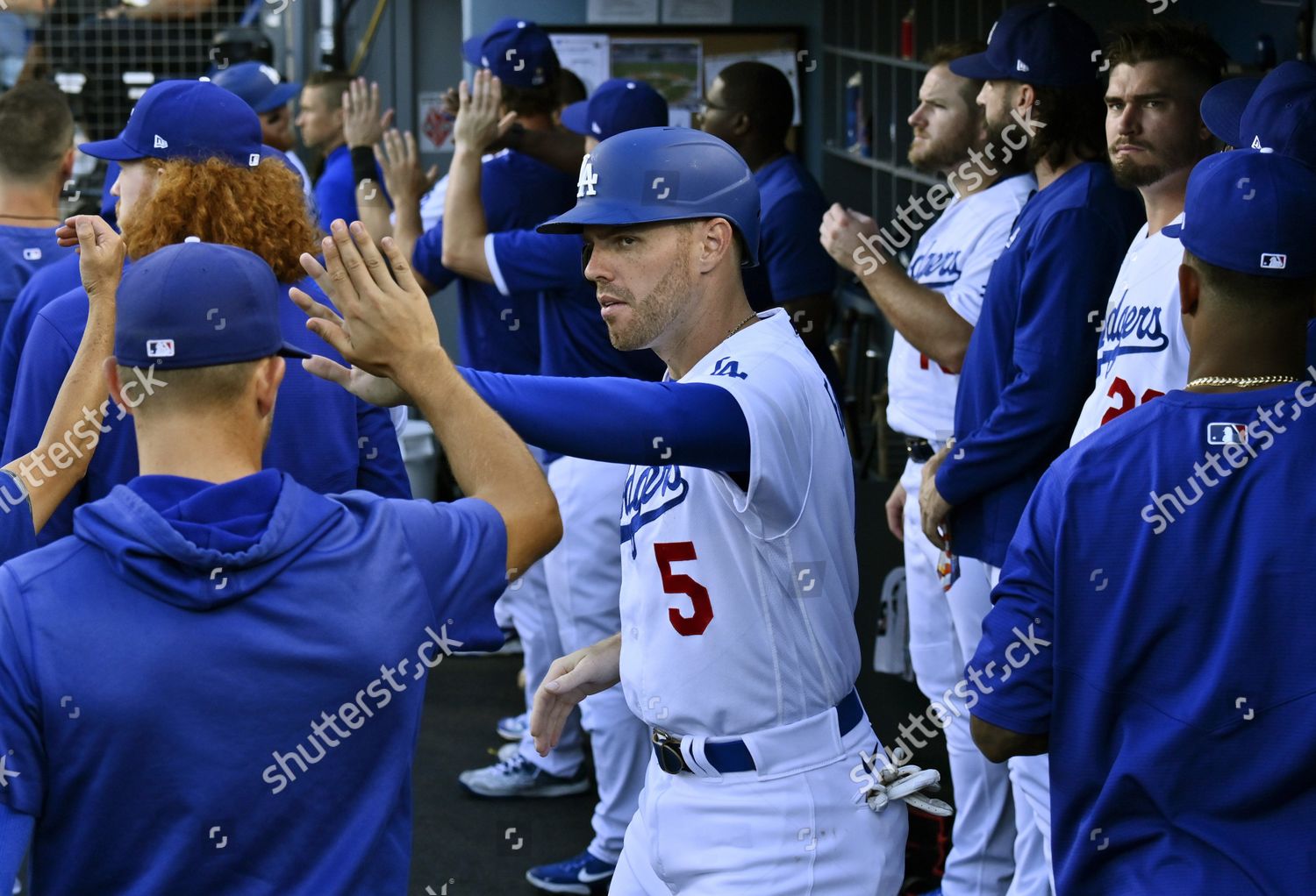Los Angeles Dodgers Freddie Freeman Celebrates Editorial Stock Photo ...