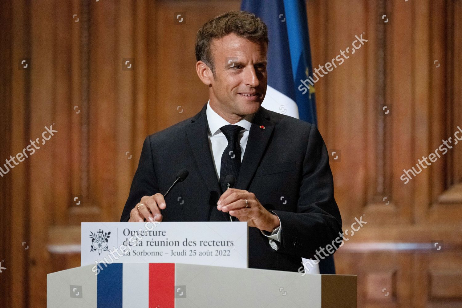 President Emmanuel Macron Delivers Speech Sorbonne Editorial Stock ...