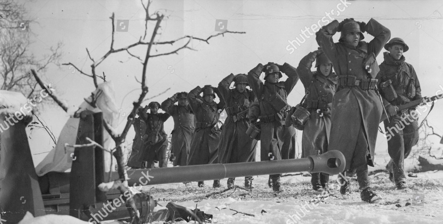 Surrendering German Troops March Past Antitank Editorial Stock Photo ...