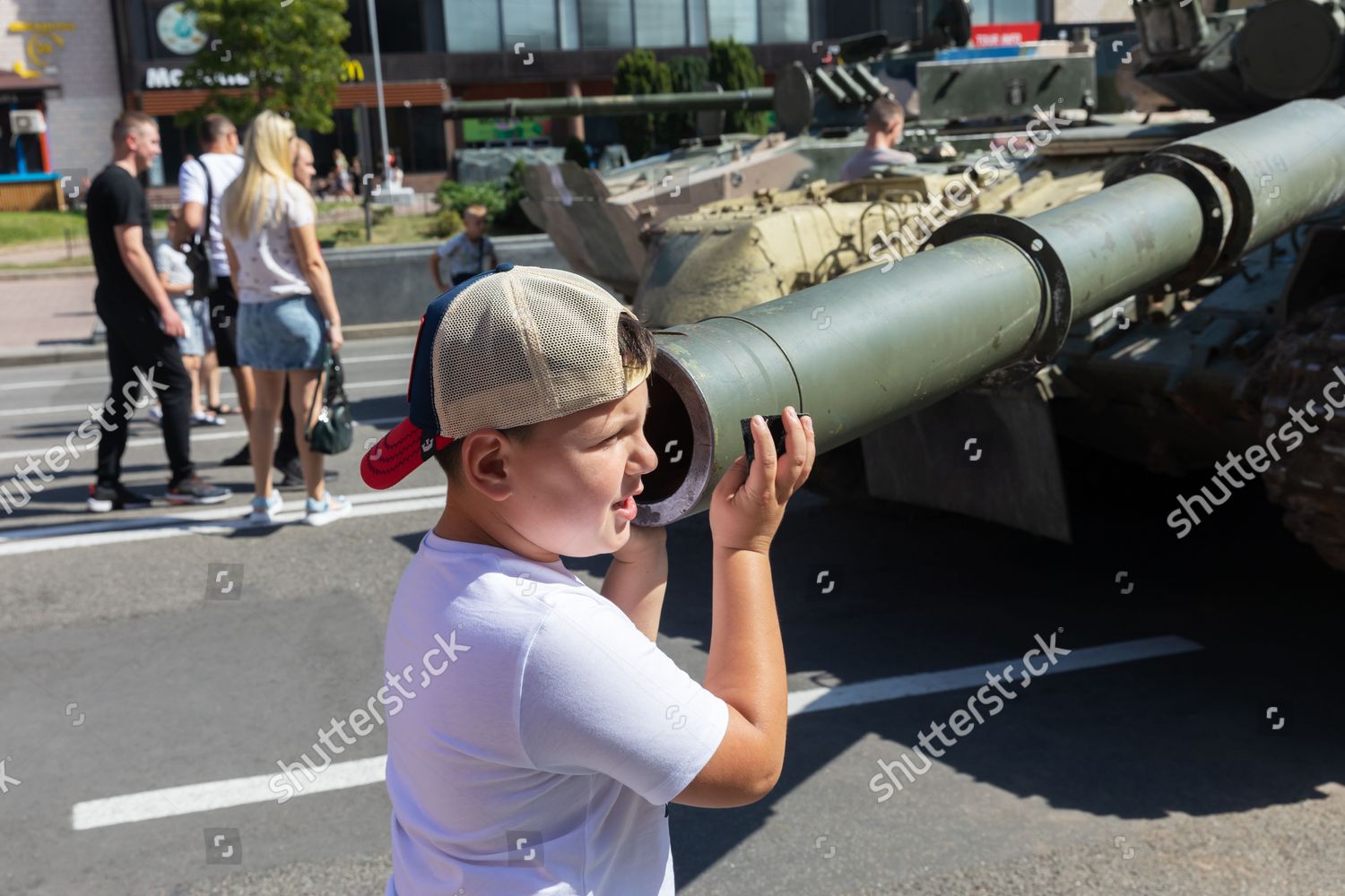 Teenager Touches Barrel Destroyed Russian Tank Editorial Stock Photo ...