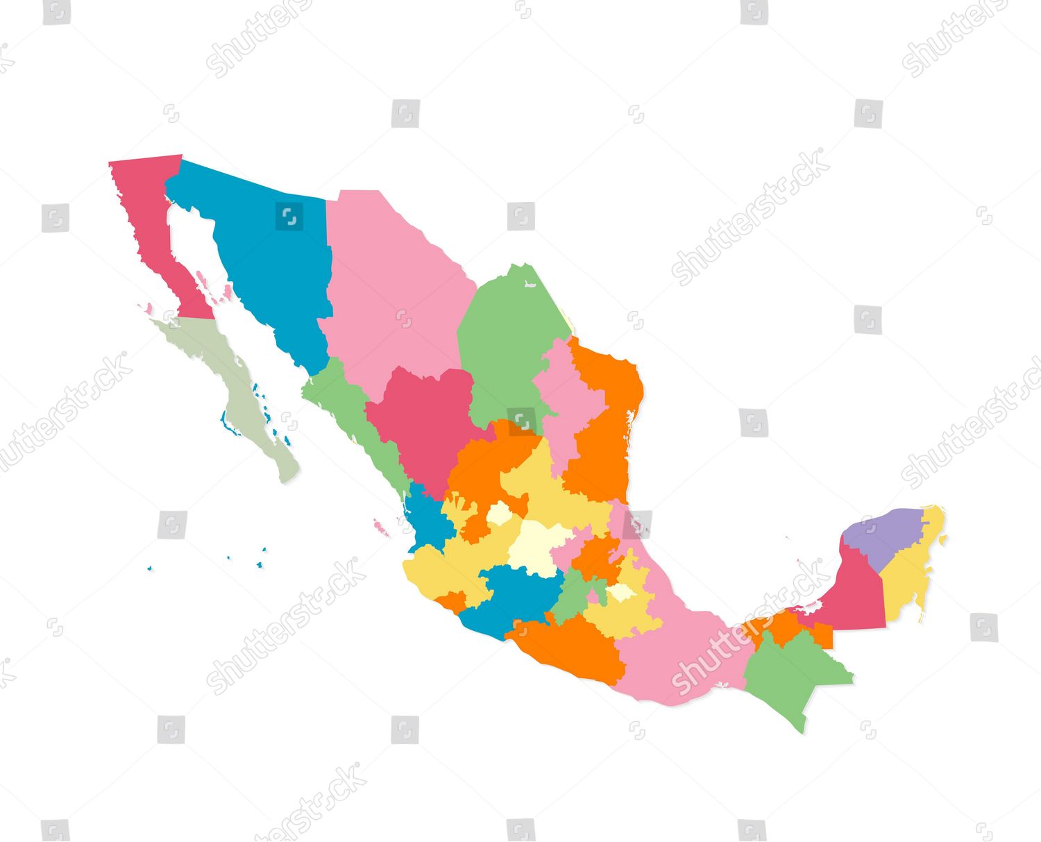 Mexico Map Watercolors Over White Background Editorial Stock Photo ...