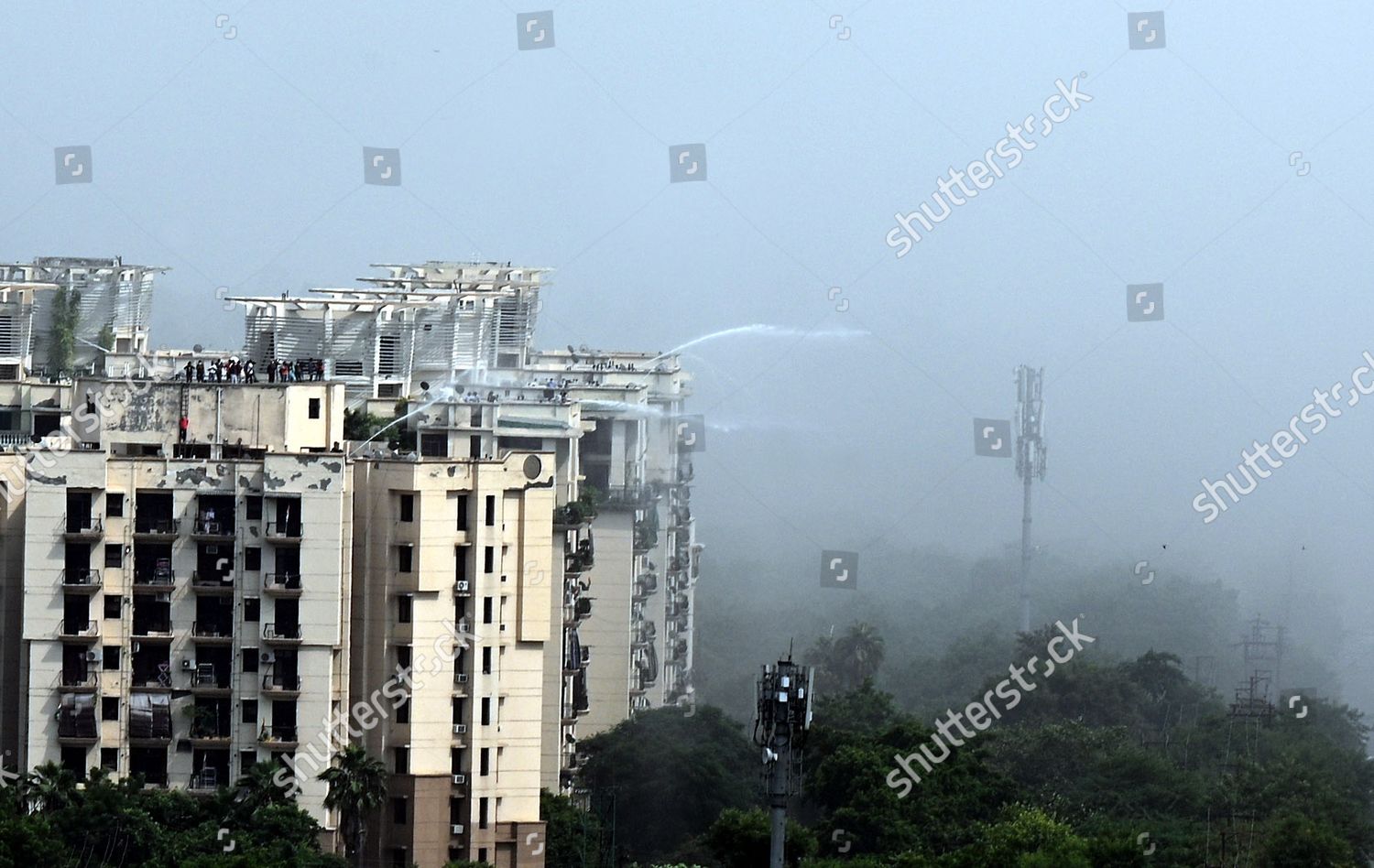 View After Controlled Implosion Demolishes 100metrehigh Editorial Stock ...