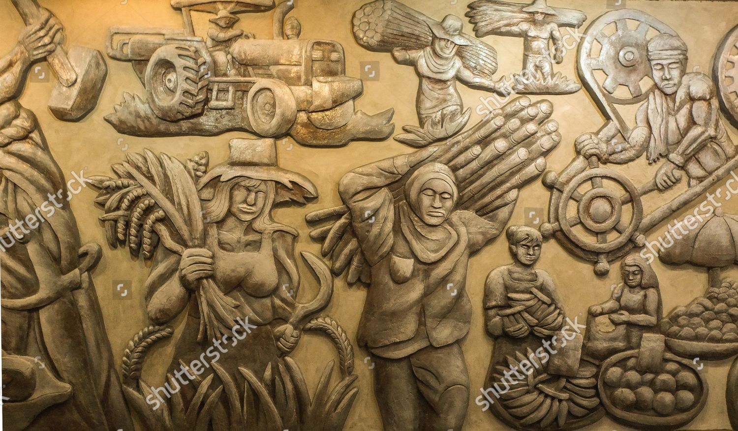Relief Brass Sculpture Depicts Diligence Filipino Editorial Stock Photo ...
